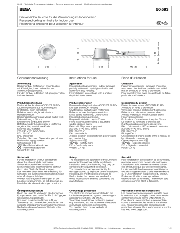 Bega 50 593 K3 LED recessed ceiling luminaire Instructions for use | Manualzz