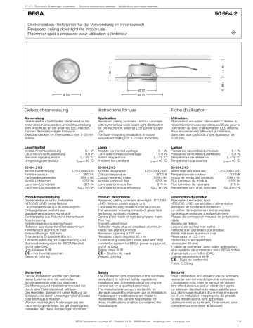 Bega 50 684.2 K3 LED recessed ceiling luminaire Instructions for use | Manualzz