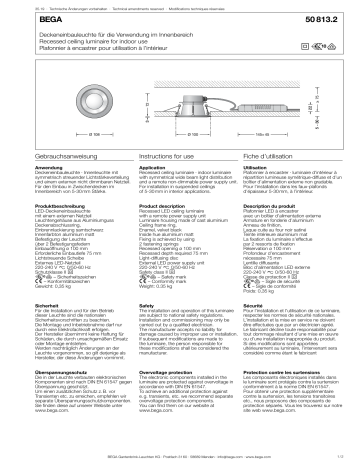 Bega 50 813.2 K3 Recessed ceiling luminaire Instructions for use | Manualzz