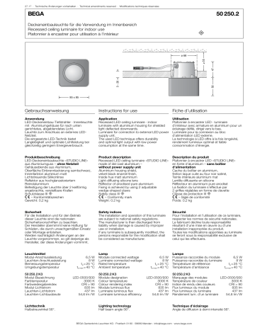 Bega 50 250.2 K3 LED recessed ceiling luminaire Instructions for use | Manualzz