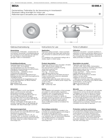 Bega 50 898.4 K3 Recessed ceiling downlight Instructions for use | Manualzz