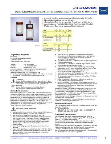 Stahl 9477/12 9490 Operating instructions | Manualzz