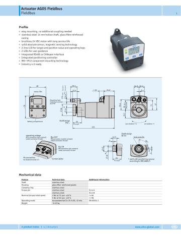 Siko AG05 Fieldbus Actuator Data Sheet | Manualzz
