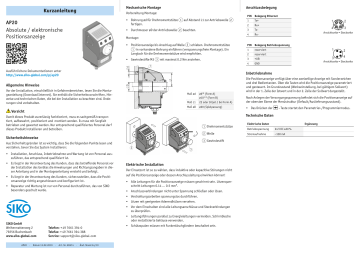 Siko AP20 Electronic position indicator Quick Start Guide | Manualzz