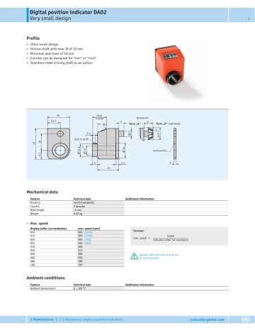 Siko DA02 Digital position indicator Data Sheet | Manualzz