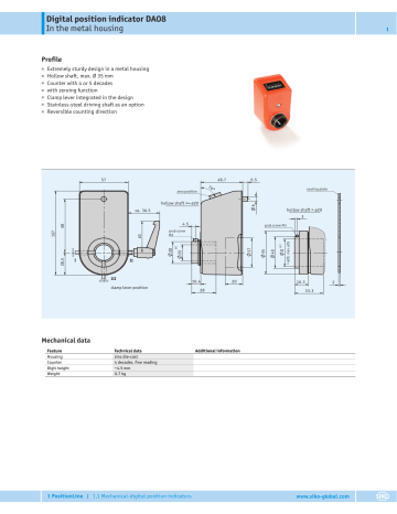 Siko DA08 Digital position indicator Data Sheet | Manualzz