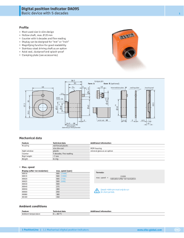 Siko DA09S Digital position indicator Data Sheet | Manualzz