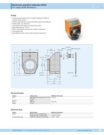 Siko DE10 Electronic position indicator Data Sheet | Manualzz