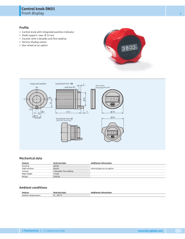 Siko DK01 Control knob Data Sheet | Manualzz