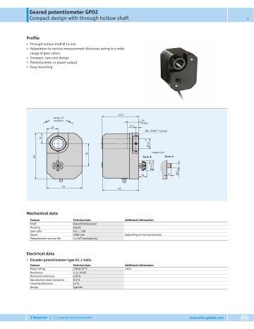 Siko GP02 Geared potentiometer Data Sheet | Manualzz