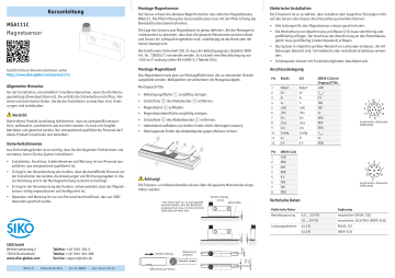 Siko MSA111C Magnetic sensor Quick Start Guide | Manualzz