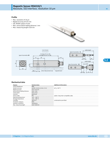 Siko MSA510/1 Magnetic sensor Data Sheet | Manualzz
