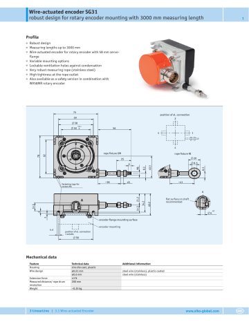 Siko SG31 Wire-actuated encoder Data Sheet | Manualzz