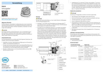 Siko SGH25 Wire-actuated encoder Quick Start Guide | Manualzz
