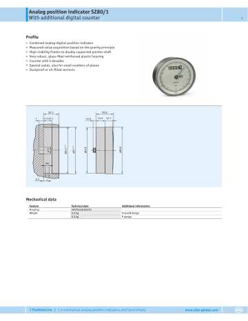 Siko SZ80/1 Analog position indicator Data Sheet | Manualzz
