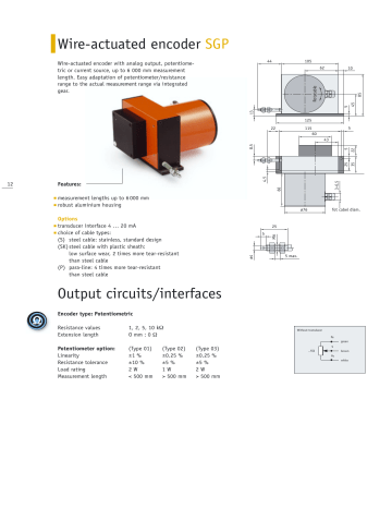 Siko SGP Wire-actuated encoder Data Sheet | Manualzz