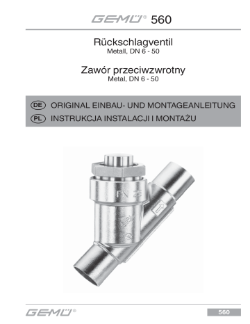 Gemu 560 Check valve, angle seat design Bedienungsanleitung | Manualzz