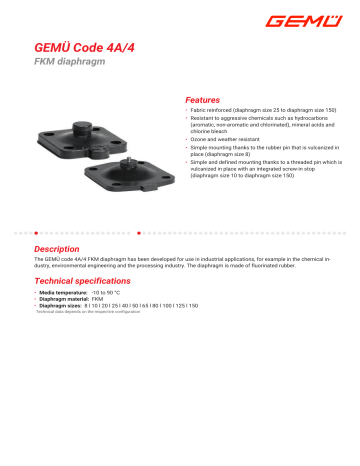 Gemu Code 4A FKM diaphragm Datasheet | Manualzz