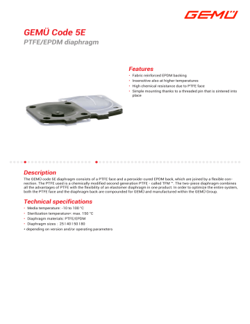 Gemu Code 5E PTFE/EPDM diaphragm Datasheet | Manualzz