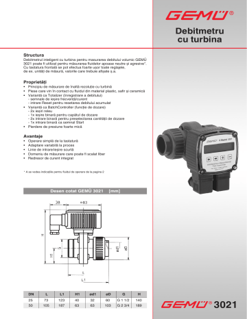 Gemu 3021 Flow transmitter, turbine Fișa cu date | Manualzz