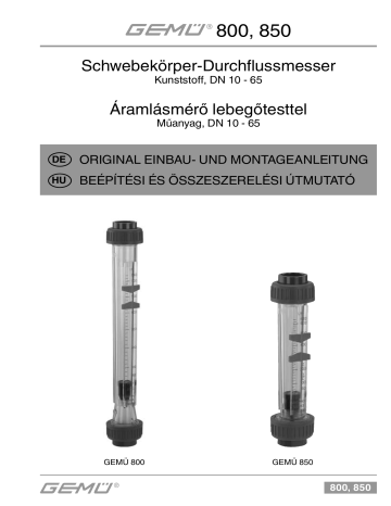 Gemu 816 Variable area flowmeter Bedienungsanleitung | Manualzz