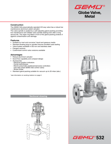 Gemu 532 Pneumatically operated globe valve Datasheet | Manualzz
