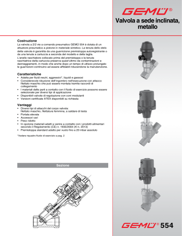 Gemu 554 Pneumatically operated angle seat globe valve Scheda dati ...
