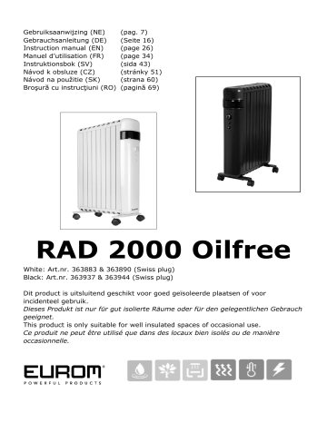 Eurom RAD 2000 Oil free Dark, RAD 2000 Oil free, RAD 2000 Oil free ...