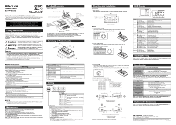 SMC EX500-GEN2 GW Unit EtherNet/IP™ Quick Guide | Manualzz