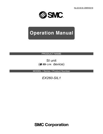 SMC EX260-SIL1 SI Unit IO-Link Device Instructions | Manualzz