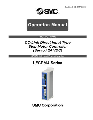 SMC LECPMJ CC-Link Direct Input Type Step Motor Controller Owner's ...