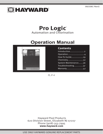 Hayward ProLogic PL-P-4 Owner's Manual | Manualzz