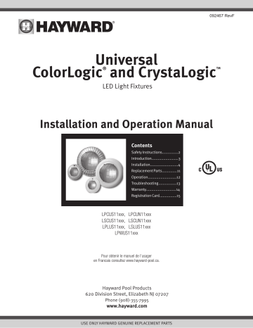 Hayward Universal ColorLogic and CrystaLogic Owner's Manual | Manualzz