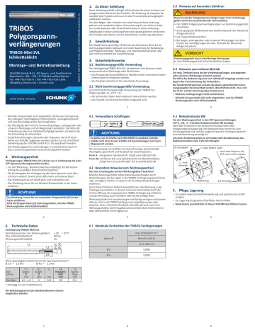 Schunk TRIBOS-Mini SVL kühlmitteldicht Operating Manual | Manualzz