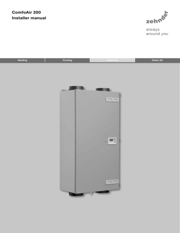 Zehnder Rittling ComfoAir 200 Installer Manual | Manualzz