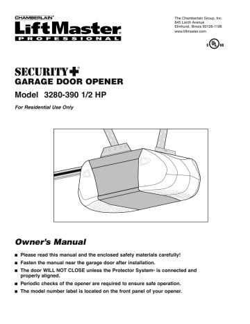 Chamberlain LiftMaster Security+ 3280-390 User Manual | Manualzz