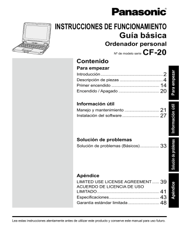Panasonic CF-20A Instrucciones de operación | Manualzz