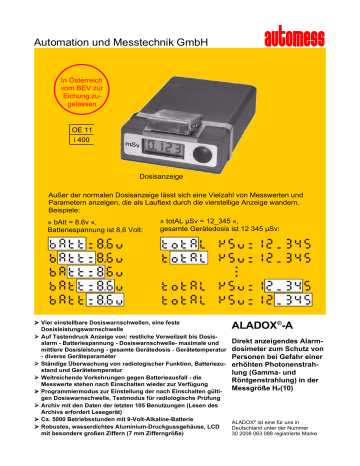 automess ALADOX-A Kurzanleitung | Manualzz