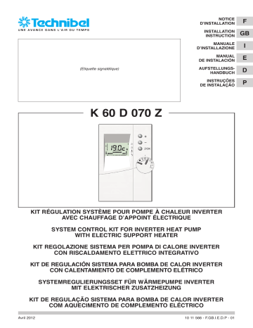 TECHNIBEL K 60 D 070 Z Installation manual | Manualzz