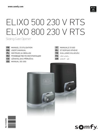 SOMFY ELIXO 800 230 V RTS, Elixo 500 230 V User Manual | Manualzz