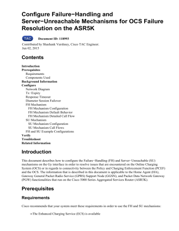 Cisco ASR5K Router Failure Handling & Server Unreachable Guide | Manualzz