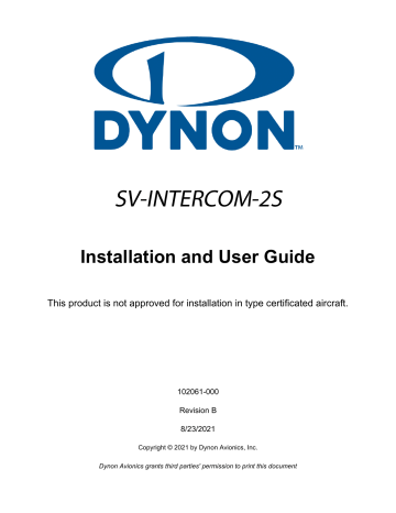 Dynon SV-INTERCOM-2S User Guide | Manualzz