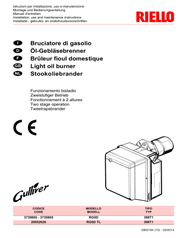 Riello 20052626, Gulliver RG5D TL, RG5D, 3739805 Handleiding | Manualzz