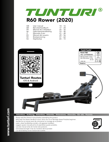 Tunturi R60 Rower Manual Del Usuario | Manualzz