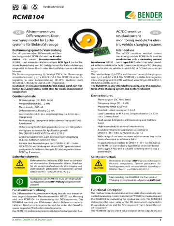 Bender RCMB104 Owner's Manual | Manualzz