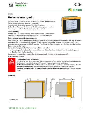 Bender PEM353 Schnellstartanleitung | Manualzz