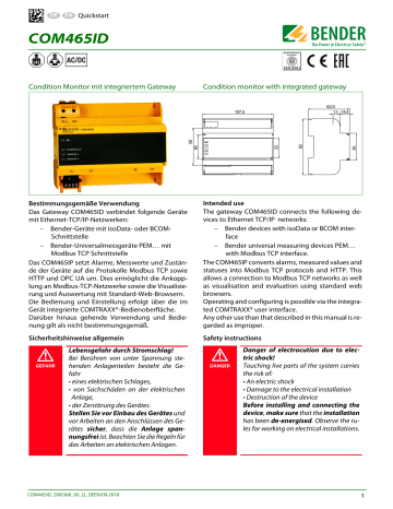 Bender COM465ID Quick Start Guide | Manualzz