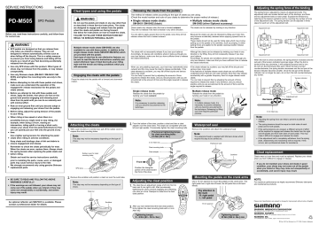 Shimano PD-M505 Pedal (SPD) Service Instructions | Manualzz