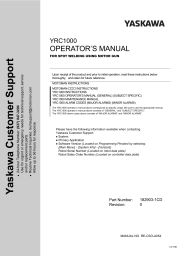 YASKAWA YRC1000 - Getting started guide, Instructions manual, Operator's manual