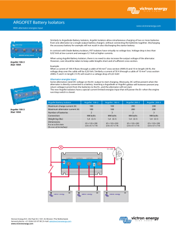Victron Energy Argofet Battery Isolators Datasheet | Manualzz